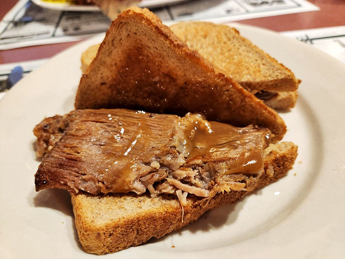 Pot roast sandwich that your grandmother would approve of—tender, savory, and served without pretension. Comfort food that actually delivers comfort.