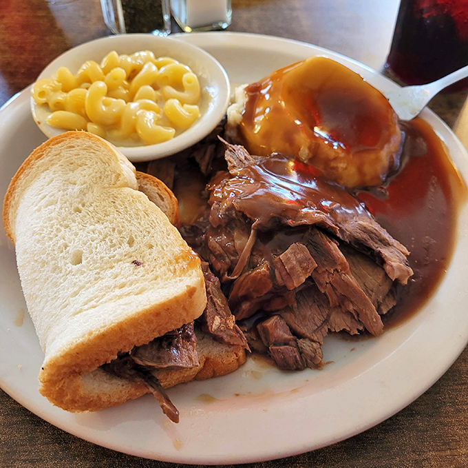 Roast beef that doesn't need a knife&mdash;just a gentle nudge from your fork and it surrenders. That gravy should be bottled and sold as liquid happiness.