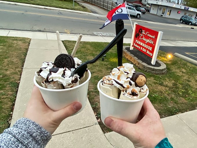 Ice cream with a view! These creamy concoctions prove that dessert tastes even better when enjoyed against the backdrop of the restaurant's iconic sign.