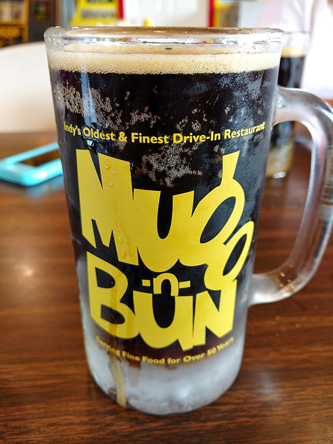 The legendary root beer arrives in a frosty mug so cold it sweats with anticipation. This isn't a drink; it's a Midwestern handshake.