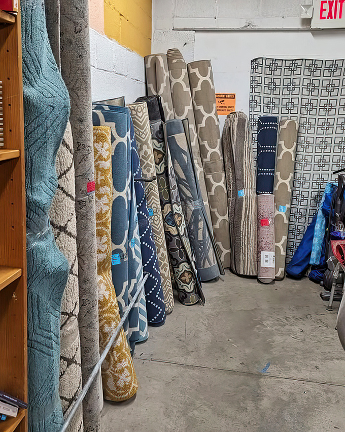 Rug heaven for interior decorators on a budget&mdash;geometric patterns and subtle hues that could tie your living room together for the price of a fancy coffee.