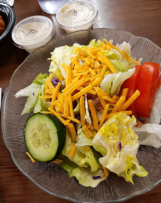 A salad that actually satisfies &ndash; crisp, colorful, and cheese-topped. This isn't rabbit food; it's what rabbits dream about eating.