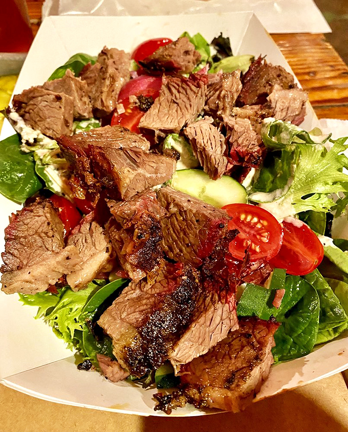 Who said salads can't be exciting? This one's hosting a party with brisket as the guest of honor.