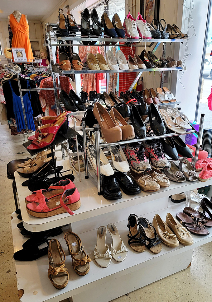 Even more footwear fantasies! From practical flats to statement heels, this display is a Cinderella story waiting to happen.