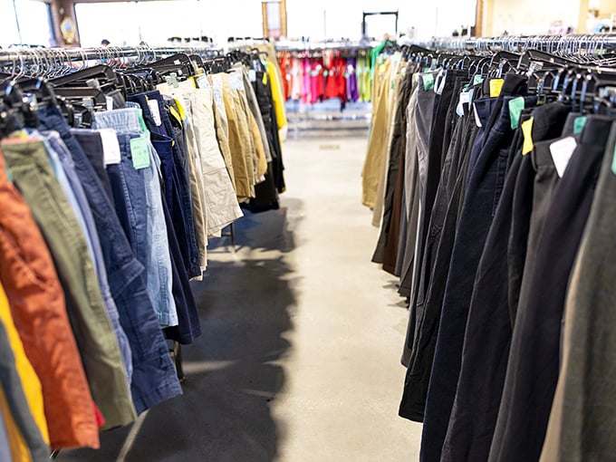 Denim alley&mdash;where pants of all persuasions wait for their second act. Like a reunion of old friends who've lived interesting lives.
