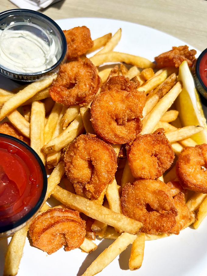 Shrimp and chips&mdash;because sometimes fish needs to step aside and let its crustacean cousin have the spotlight and the hot oil bath.