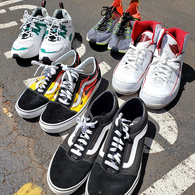 Sneakerheads, rejoice! Those flame-adorned Vans are practically screaming "adopt me" from the pavement.