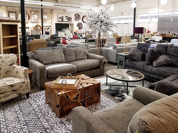 Living room goals on display. These comfortable seating arrangements invite you to imagine movie nights and family gatherings in your own home.