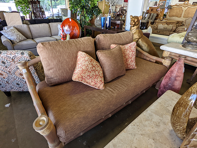 Sofa, so good! This earth-toned couch with coordinating pillows is ready to star in your living room makeover montage.