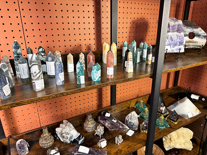 Crystal points and mineral specimens that make you suddenly interested in geology despite sleeping through it in high school.