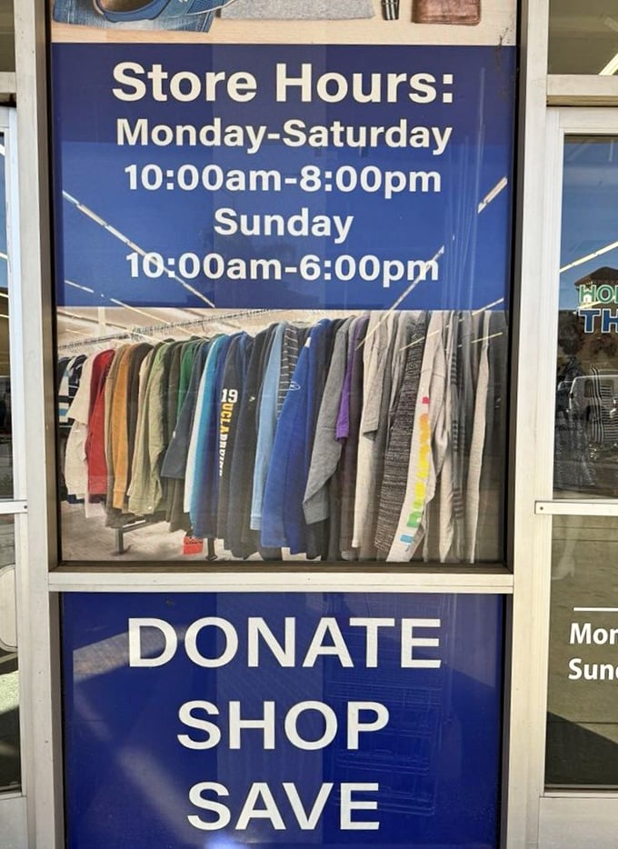 "Donate, Shop, Save"&mdash;three simple words that sum up the virtuous cycle of thrifting and the store's generous hours.