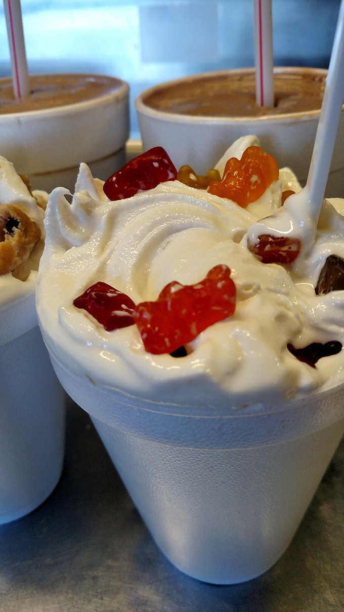 Milkshakes topped with gummy bears&mdash;proof that sometimes the inner child should win the dessert debate. Thick enough to make your straw stand at attention.