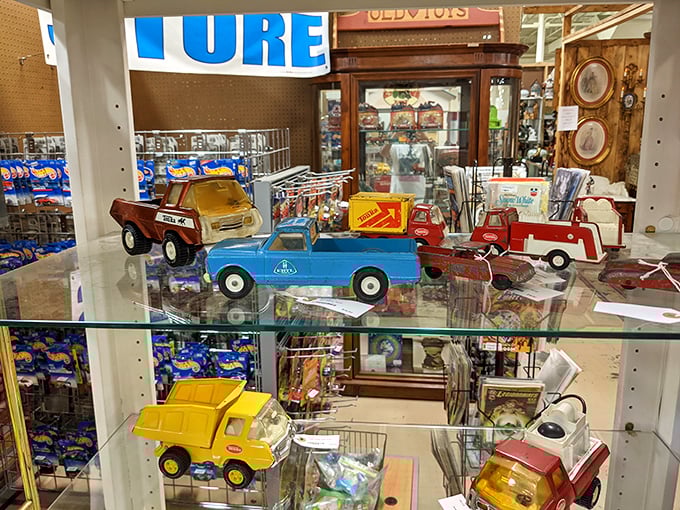Toy trucks that have outlived their original owners' childhoods. They don't make 'em like this anymore—sturdy enough for grandkids to inherit.