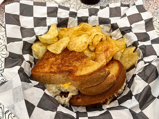 The humble tuna melt, elevated to art form. That perfectly golden toast could make even non-sandwich people reconsider their life choices.