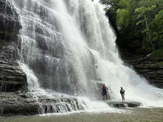 Standing beneath the falls &ndash; where you'll experience nature's most exhilarating shower without any need to adjust the temperature knobs.