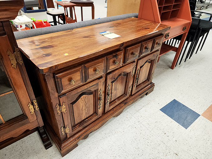 This isn't just a wooden sideboard&mdash;it's a time capsule of craftsmanship that survived the great furniture purge of someone's downsizing adventure.