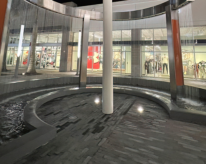 Water features and Under Armour create an oddly zen moment in your retail therapy journey.