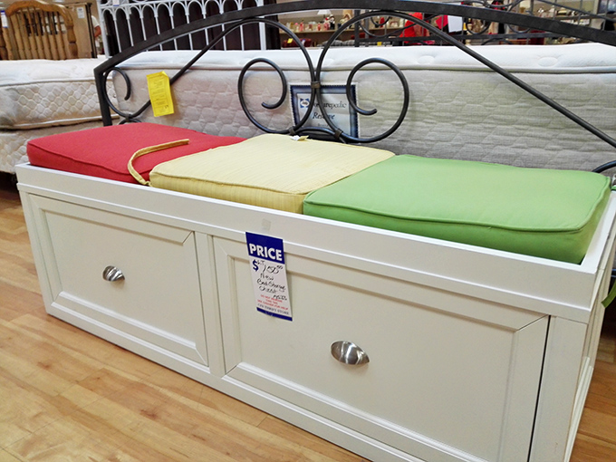 Storage bench or impromptu seating? This multi-tasking marvel would make Marie Kondo weep with organizational joy.