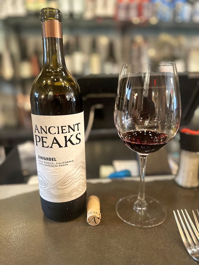 Wine o'clock is the best time at The Porch. Ancient Peaks Zinfandel stands ready to complement whatever culinary adventure you choose.