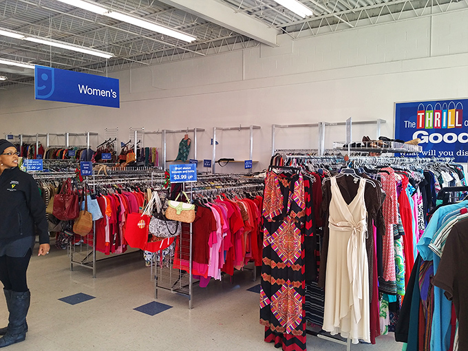 The women's section: where vintage meets contemporary, and that perfect dress for your cousin's wedding might cost less than lunch.