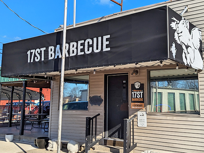 17th Street Barbecue doesn't need fancy frills&mdash;that bold black sign tells you everything: serious BBQ happens here. No gimmicks, just greatness.