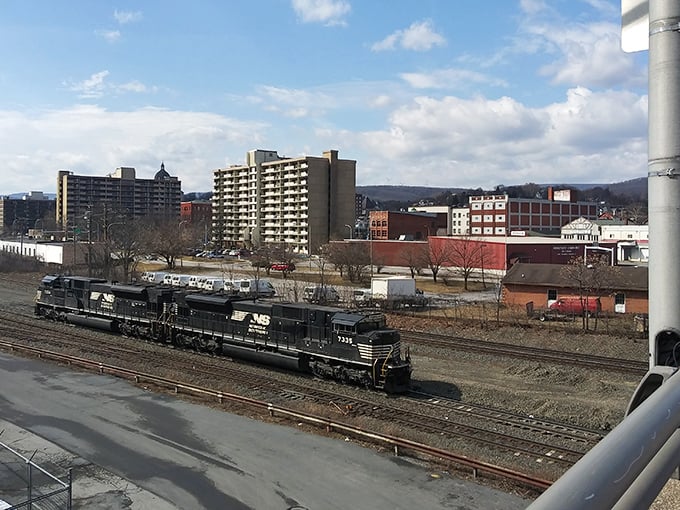 Altoona's historic buildings stand against mountain backdrops, where train history meets affordable retirement living.