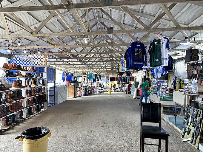 Boots, clothes, and countless treasures hang like a cowboy's dream closet come to life for everyone.