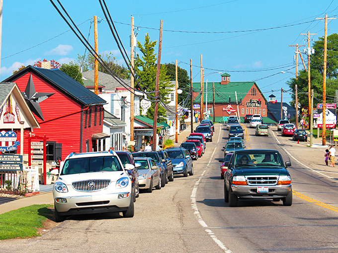 Berlin's main street welcomes you with colorful storefronts and a pace that makes rush hour feel like a foreign concept.
