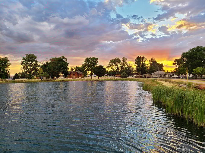 The sunset over this peaceful lake in Brush offers million-dollar views on a Social Security budget.