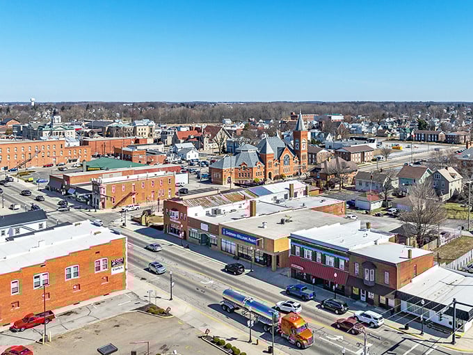 Bucyrus' classic downtown features well-preserved architecture that houses local businesses offering small-town prices for everyday needs.