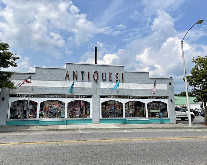 That distinctive turquoise trim hints at the colorful personality and carefully curated treasures waiting inside.