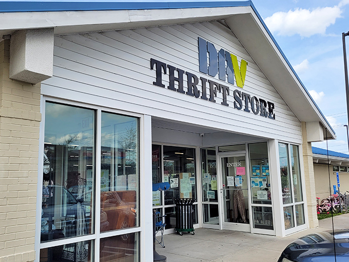 Clean, modern storefront design shows that today's thrift stores have mastered the art of professional presentation beautifully.