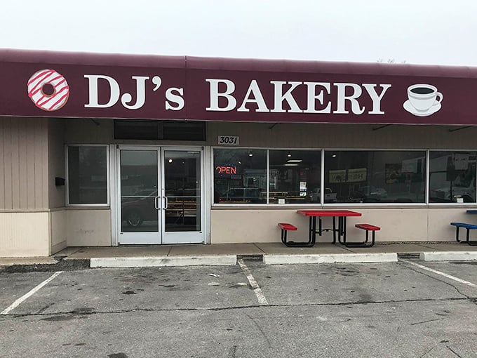 DJ's simple storefront proves that the best bakeries don't need flashy exteriors when their donuts do all the talking.