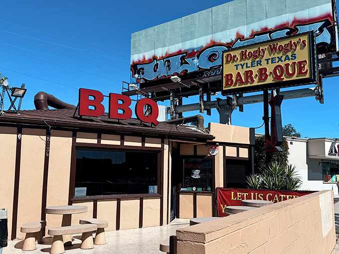 When your BBQ joint's name is this wonderfully wacky, you know the flavors inside are equally unforgettable and bold.