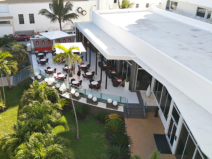 Florida Buffet's rooftop terrace offers al fresco dining with Miami Beach's signature tropical style.