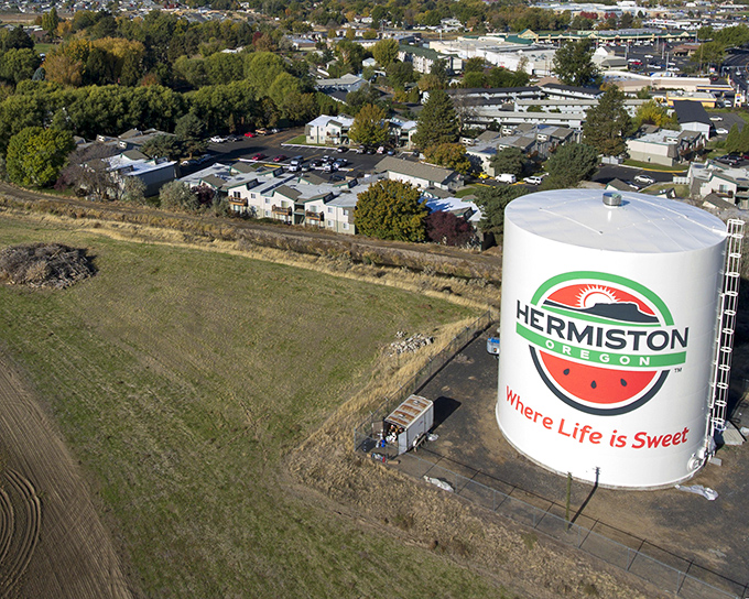 Hermiston's famous watermelon tower stands tall, reminding everyone that life really is sweet in this agricultural paradise. 