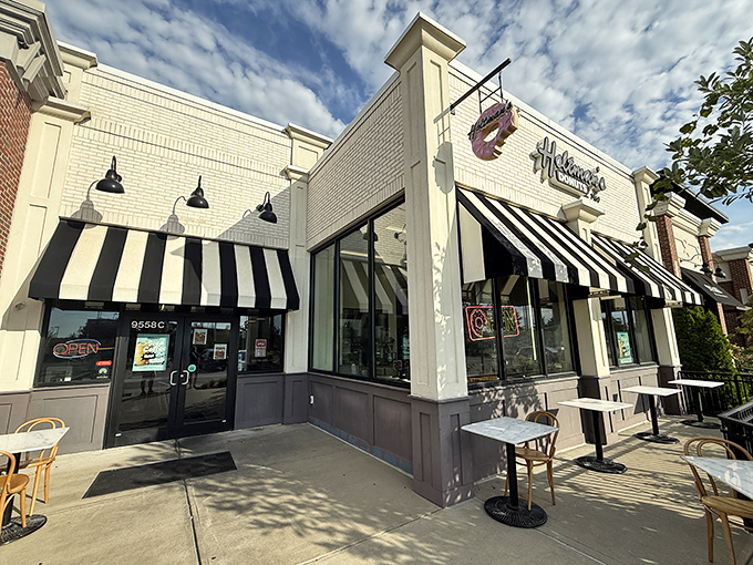 Holtman's black and white stripes evoke old-fashioned soda fountains, where quality trumped speed and neighbors knew your name.