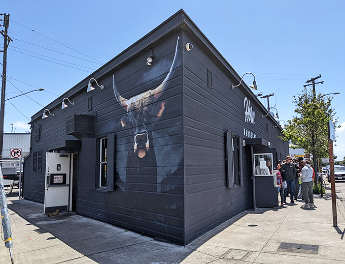 Horn's unassuming black exterior gives little hint of the nationally acclaimed BBQ treasures waiting inside this Oakland smoke temple.