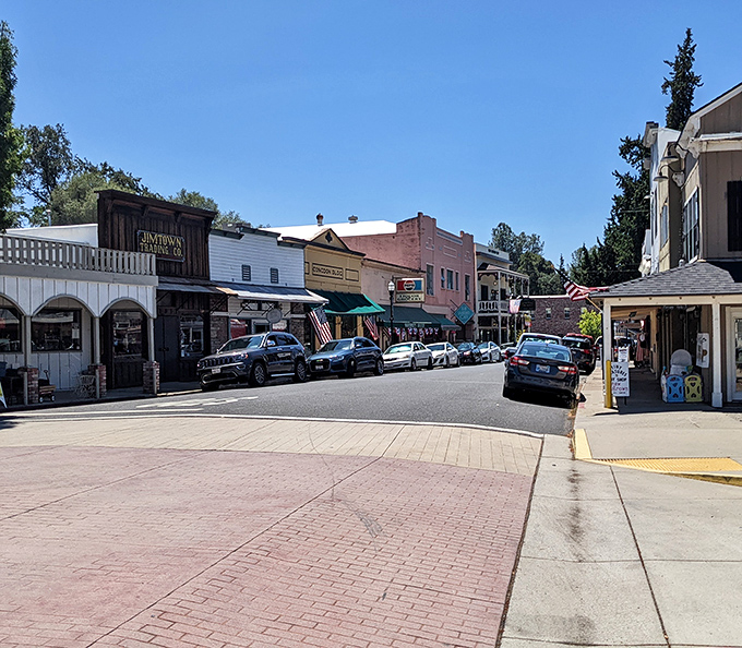 Jamestown's Main Street stretches like a movie set where every building tells Gold Rush stories.
