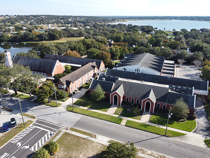 The historic charm of Lake Wales shines with beautiful architecture, peaceful neighborhoods, and a sparkling lake creating a welcoming atmosphere.