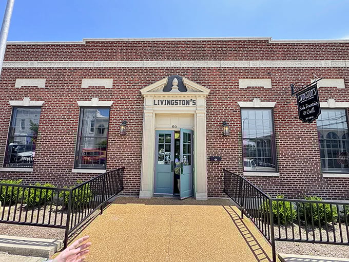 This stately brick building brings big-city elegance to small-town soda fountain traditions beautifully.