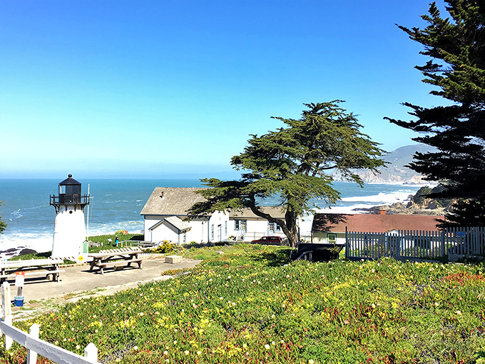 The historic lighthouse stands sentinel over this peaceful stretch of coast south of San Francisco.