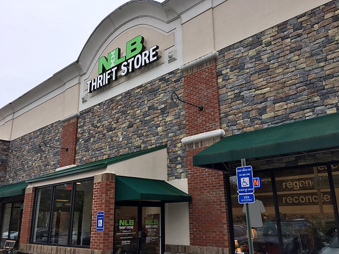 Modern stonework meets timeless thrift store values at this impressive Woodstock shopping destination for families.