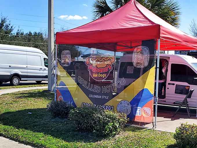 Colombian-style meets Florida sunshine under this festive tent - fusion food at its finest.