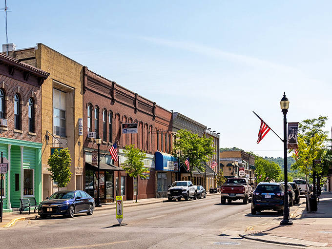 Historic Main Street unfolds like a living museum, where every building tells stories of river commerce and frontier dreams.