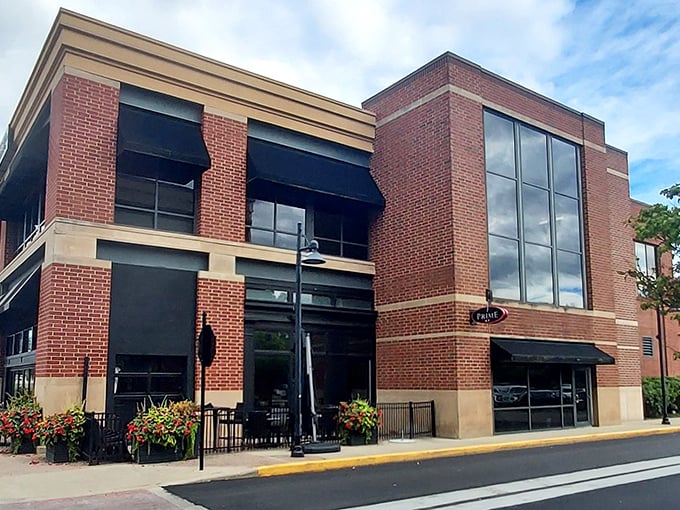 This sleek modern exterior hints at the contemporary steakhouse excellence and prime cuts waiting inside.