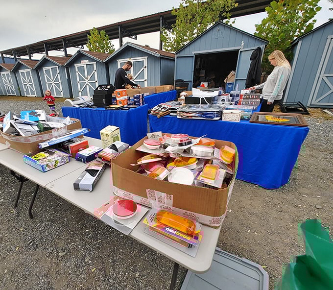 Tables loaded with potential discoveries await at Pulaski Flea Market. It's like a museum where everything has a price tag.