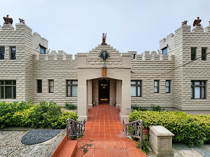 Art Deco meets Pacific Ocean in a concrete castle that looks like tomorrow's idea of yesterday's future.