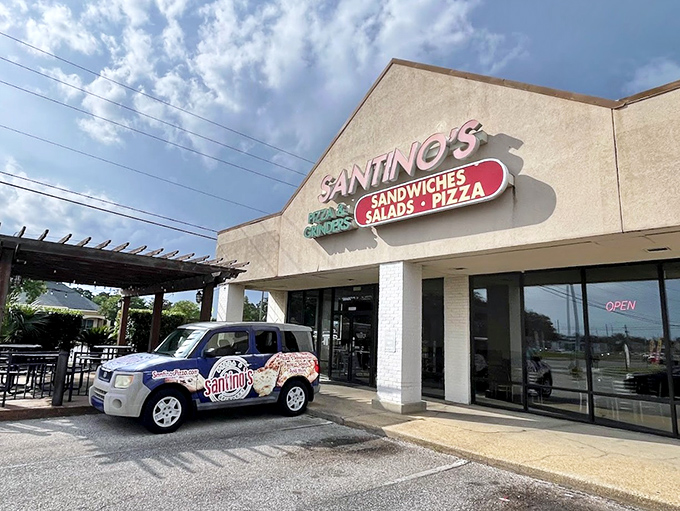 Santino's modern, welcoming storefront promises family-friendly dining where everyone finds their perfect slice of happiness together.