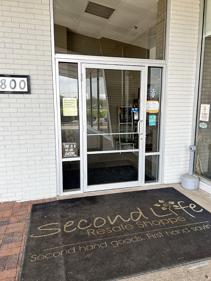 The cheerful welcome mat isn't kidding around &ndash; this place really wants you to find incredible deals inside.